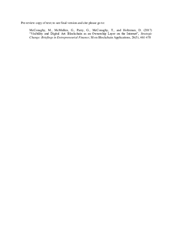 (PDF) Visibility and digital art: Blockchain as an ownership layer on the Internet