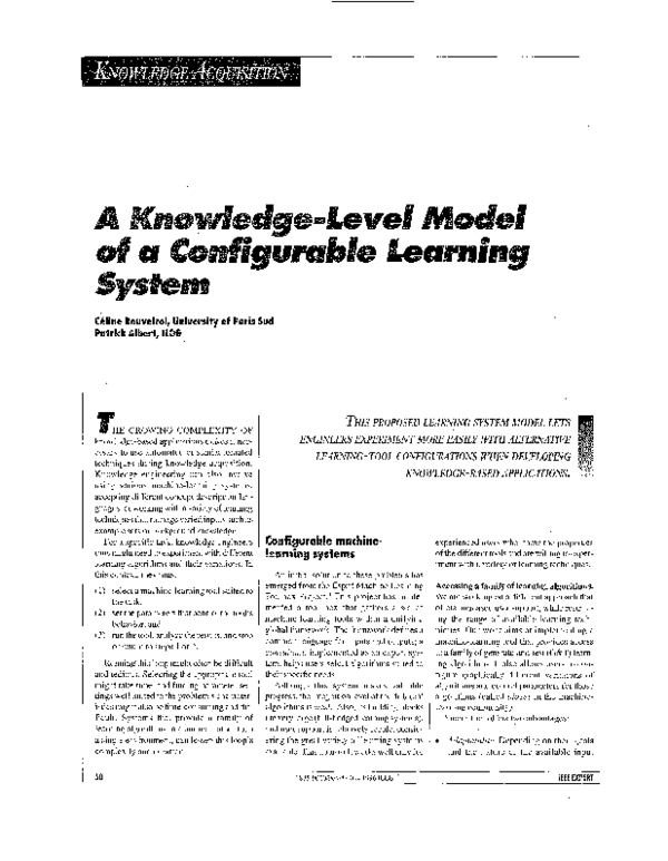 (PDF) A knowledge-level model of a configurable learning system