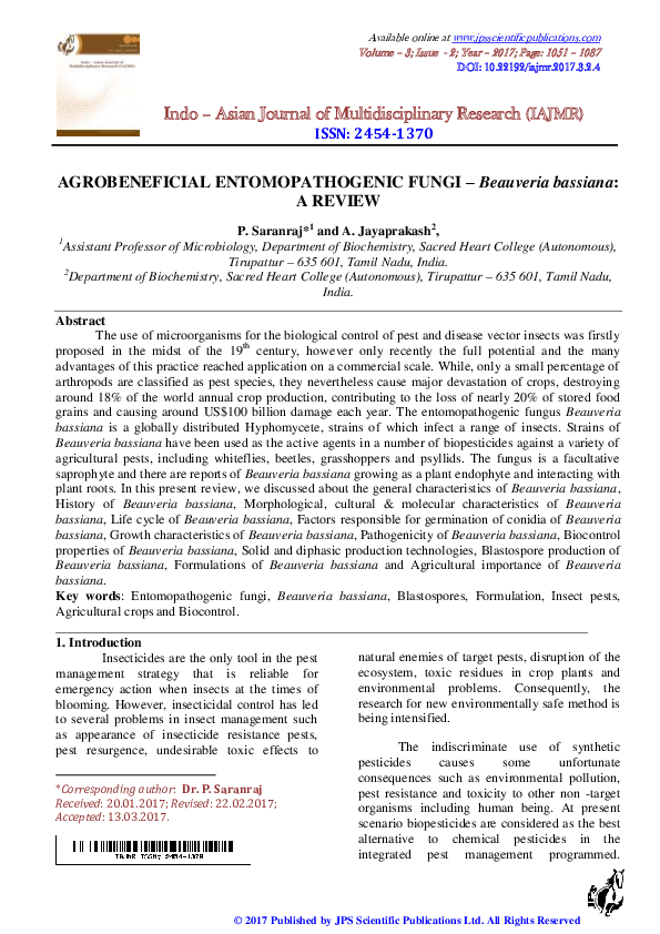 (PDF) AGROBENEFICIAL ENTOMOPATHOGENIC FUNGI – Beauveria bassiana.pdf