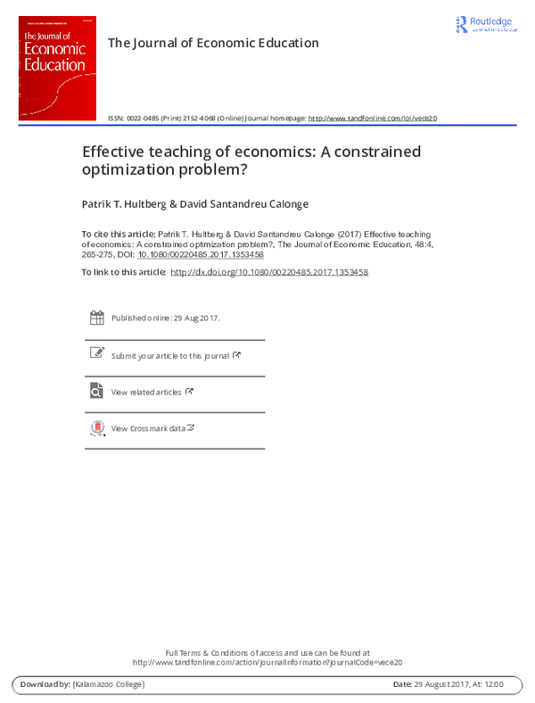 (PDF) The Journal of Economic Education Effective teaching of economics ...