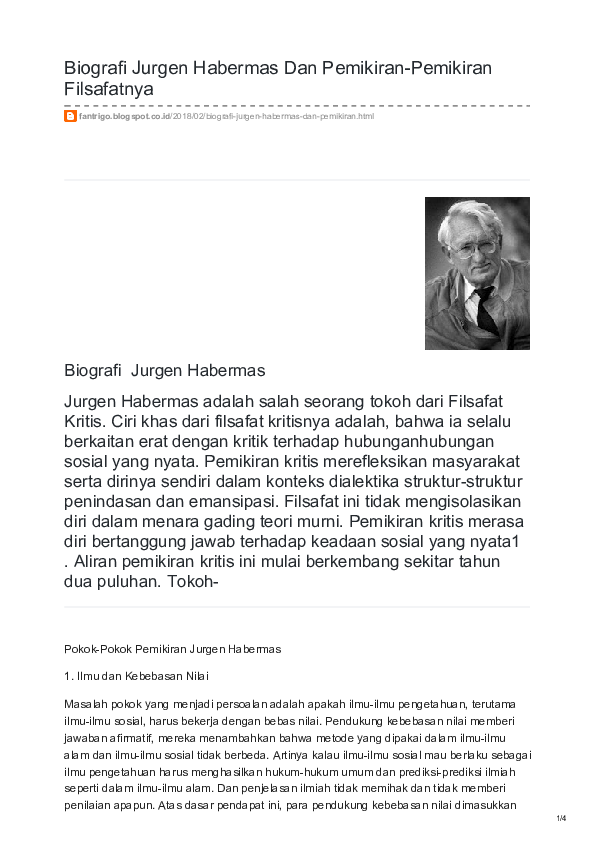 (PDF) Biografi Jurgen Habermas Dan Pemikiran Pemikiran Filsafatnya