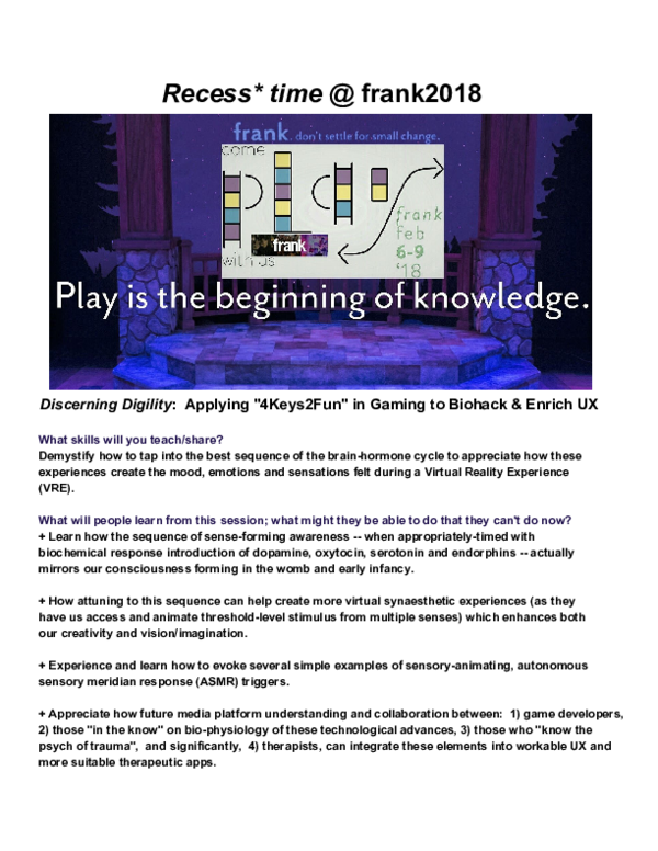 (PDF) Recess @ Frank Discerning Digility : Applying "4Keys2Fun" to ...