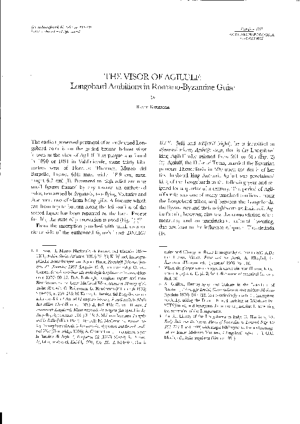(PDF) THE VISOR OF AGILULF: LONGOBARD AMBITIONS IN ROMANO-BYZANTINE GUISE