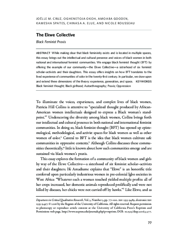 (PDF) The Ekwe collective: Black feminist praxis