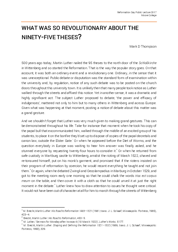 (PDF) WHAT WAS SO REVOLUTIONARY ABOUT THE NINETY-FIVE THESES