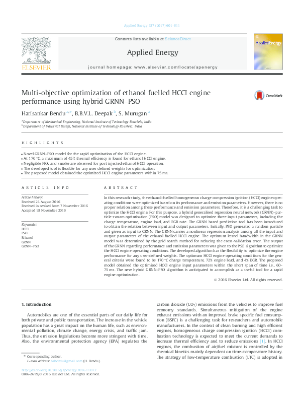 (PDF) Multi-objective optimization of ethanol fuelled HCCI engine ...