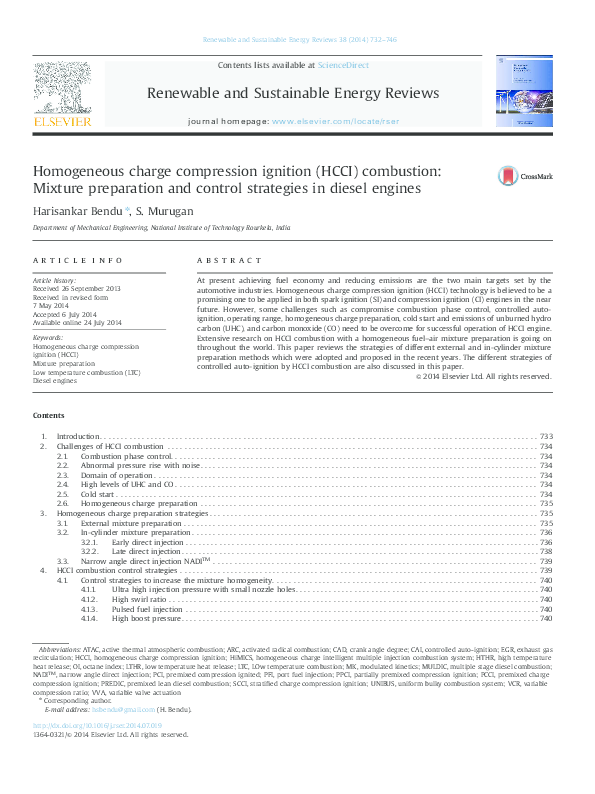 (PDF) Homogeneous charge compression ignition (HCCI) combustion: Mixture preparation and control ...
