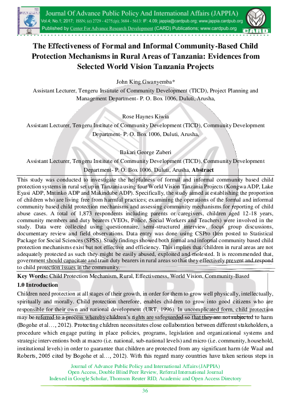 (PDF) The Effectiveness of Formal and Informal Community-Based Child ...