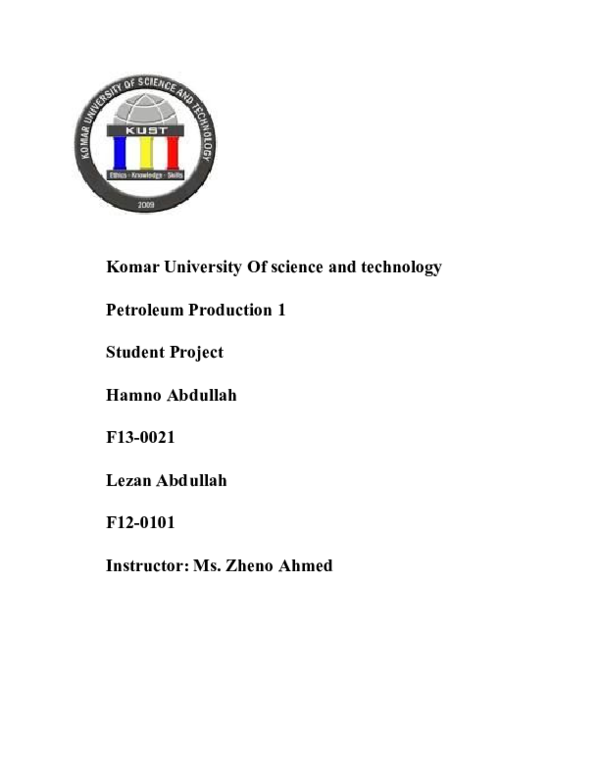 (PDF) Petroleum Production 1 Student Project