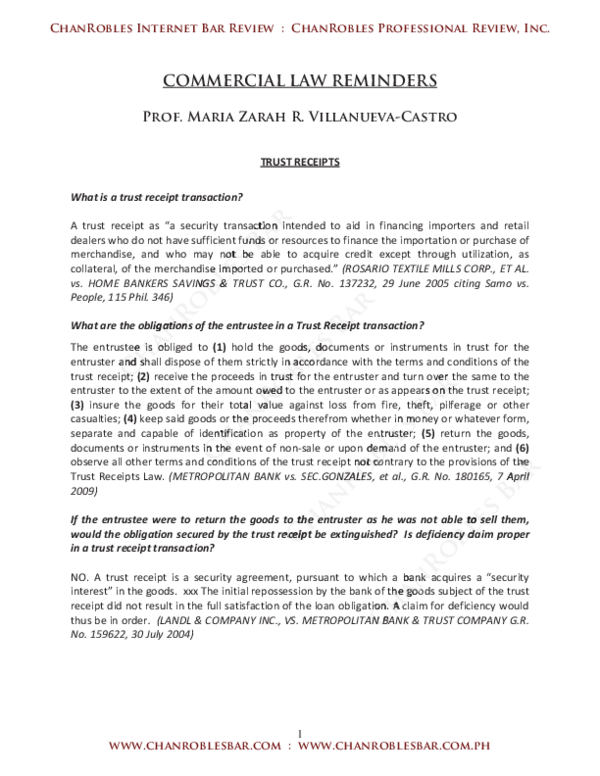 (PDF) COMMERCIAL LAW REMINDERS