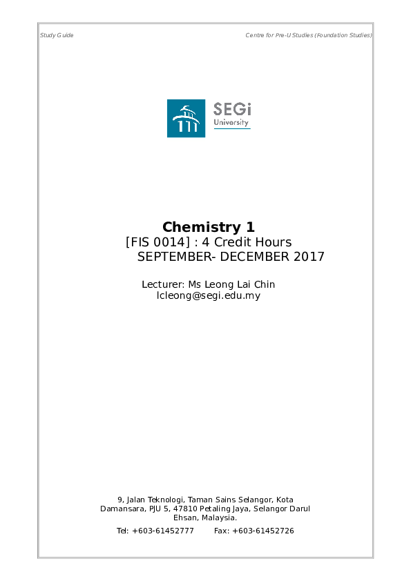 (DOC) Lesson plan Chemistry 1-SEPT 2017 INTAKE