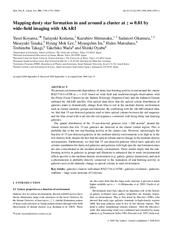 (PDF) Mapping dusty star formation in and around a cluster at z = 0.81 ...