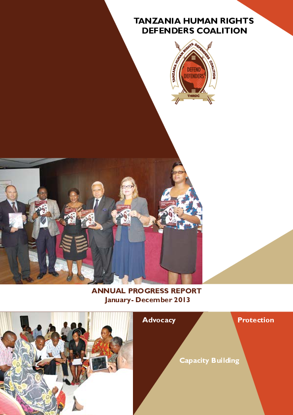 (PDF) TANZANIA HUMAN RIGHTS DEFENDERS COALITION's First Annual Report-2013