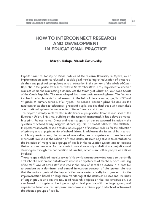 (PDF) HOW TO INTERCONNECT RESEARCH AND DEVELOPMENT IN EDUCATIONAL PRACTICE