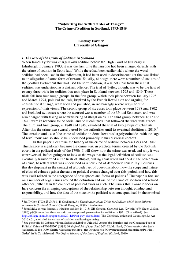 (DOC) " Subverting the Settled Order of Things " : The Crime of ...