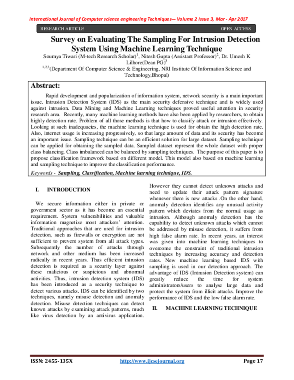 (PDF) Survey on Evaluating The Sampling For Intrusion Detection System ...