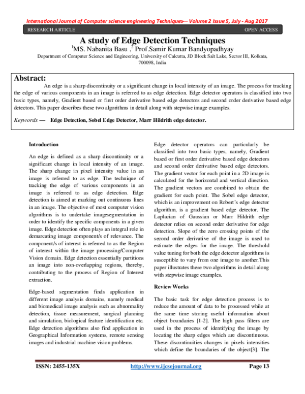 (PDF) A study of Edge Detection Techniques