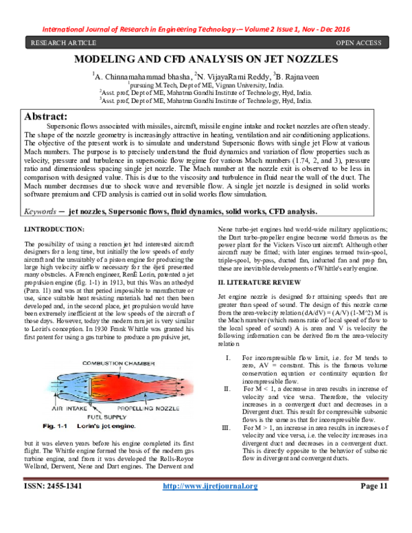 (PDF) MODELING AND CFD ANALYSIS ON JET NOZZLES
