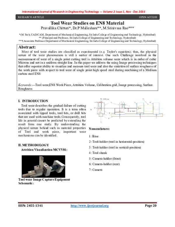 (PDF) Wear Studies on EN8 Material