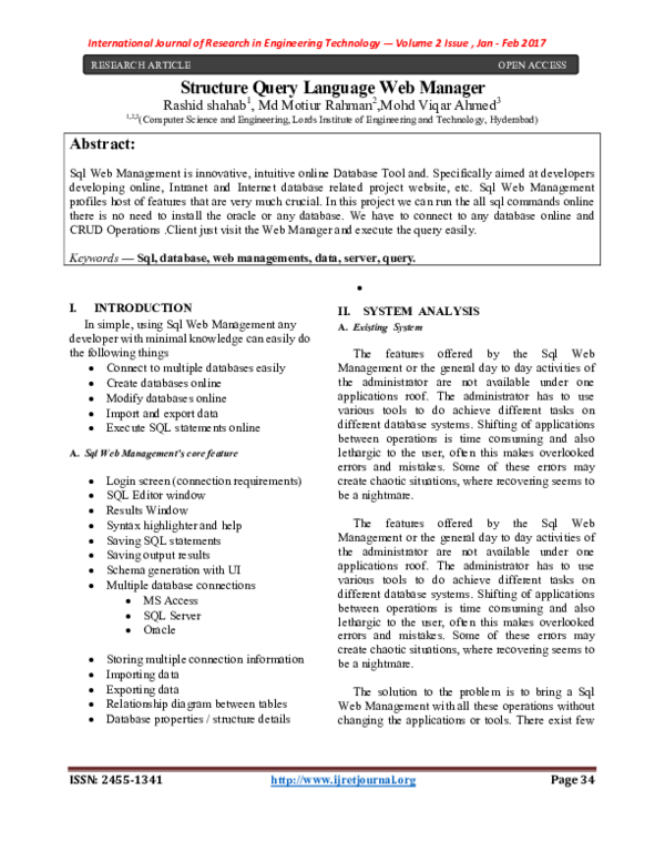 (PDF) Structure Query Language Web Manager
