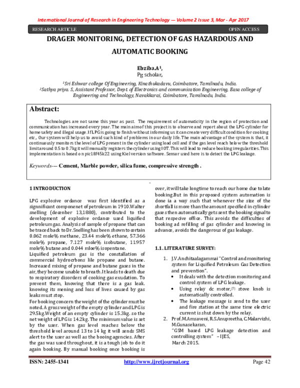 (PDF) DRAGER MONITORING, DETECTION OF GAS HAZARDOUS AND AUTOMATIC BOOKING