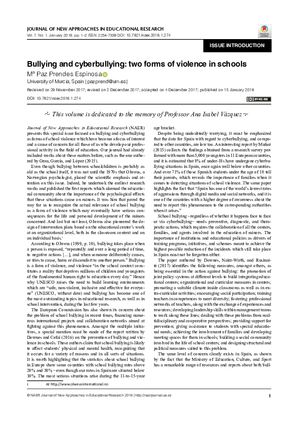 (PDF) ISSUE INTRODUCTION JOURNAL OF NEW APPROACHES IN EDUCATIONAL ...