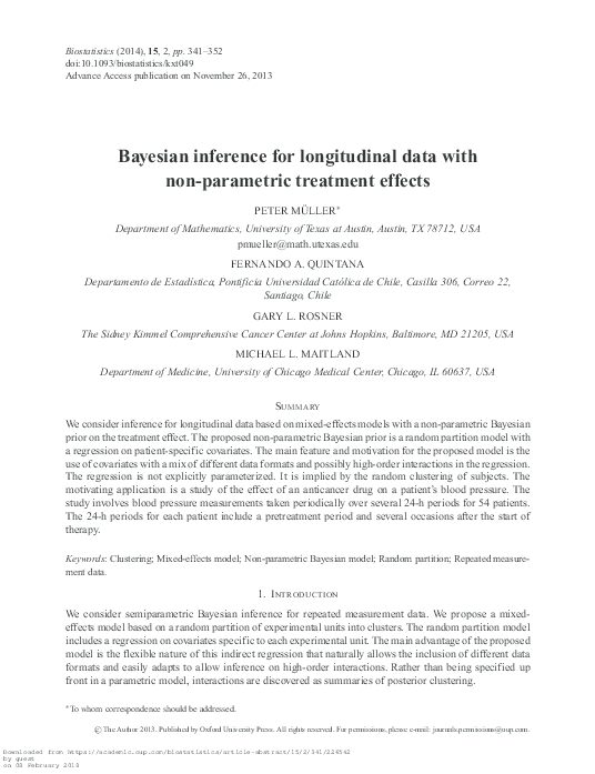 (PDF) Bayesian inference for longitudinal data with non-parametric ... (PDF) Bayesian inference for longitudinal data with non-parametric ...