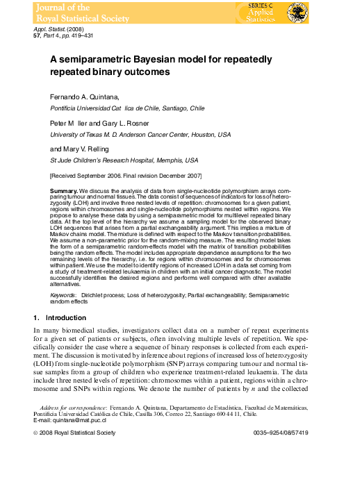 Pdf A Semiparametric Bayesian Model For Repeatedly Repeated Binary Outcomes