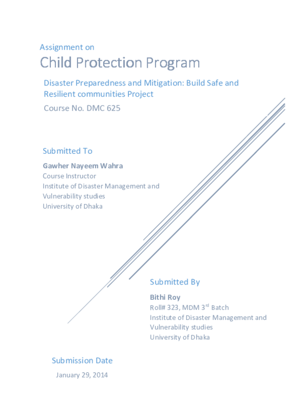 (PDF) Child Protection Program Disaster Preparedness and Mitigation ...