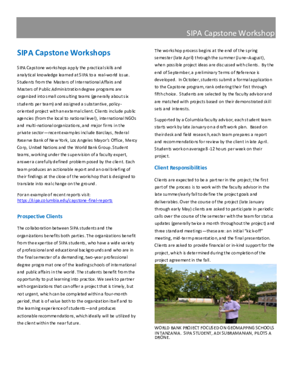 (PDF) SIPA Capstone Workshop SIPA Capstone Workshops