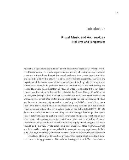 (PDF) Ritual Music and Archaeology. Problems and Perspectives