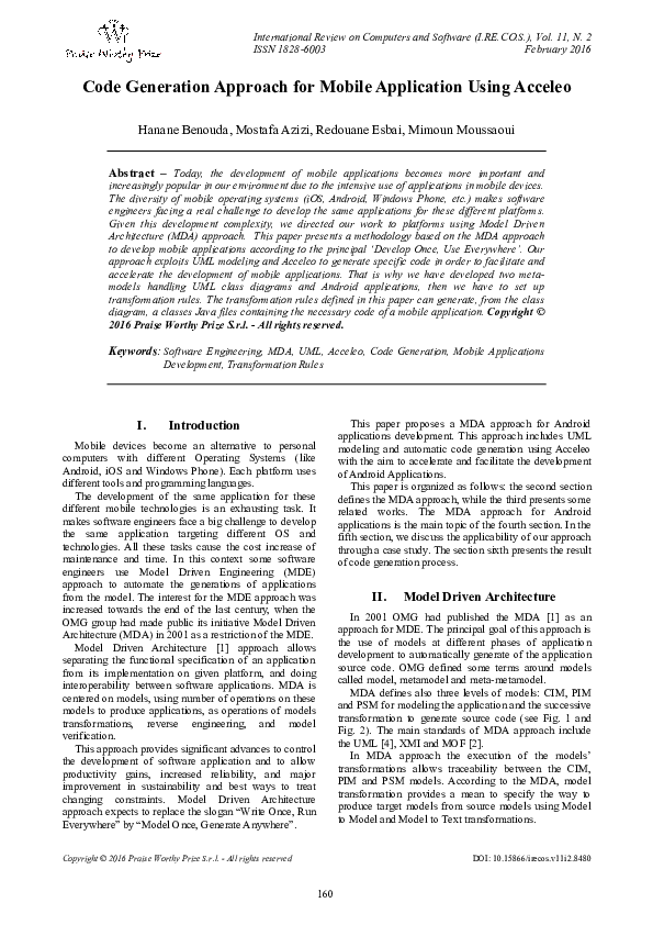 (PDF) Code Generation Approach for Mobile Application Using Acceleo