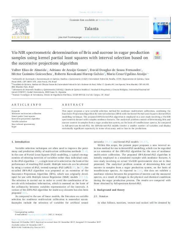 Pdf Vis Nir Spectrometric Determination Of Brix And Sucrose In Sugar Production Samples Using