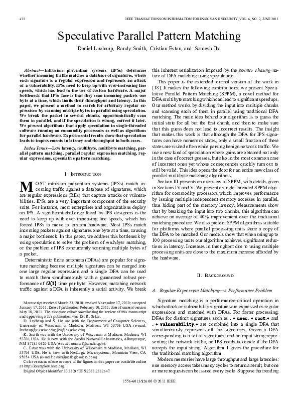(PDF) Speculative Parallel Pattern Matching