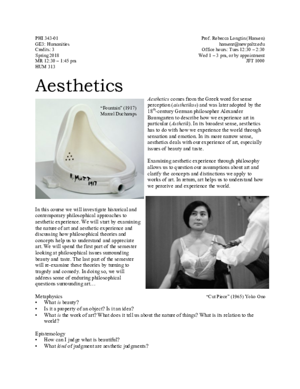 (PDF) Aesthetics Syllabus