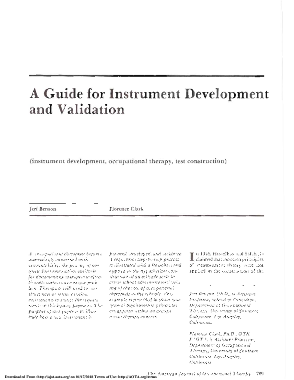(PDF) A Guide for Instrulllent Developlllent and Validat·on (instrument ...