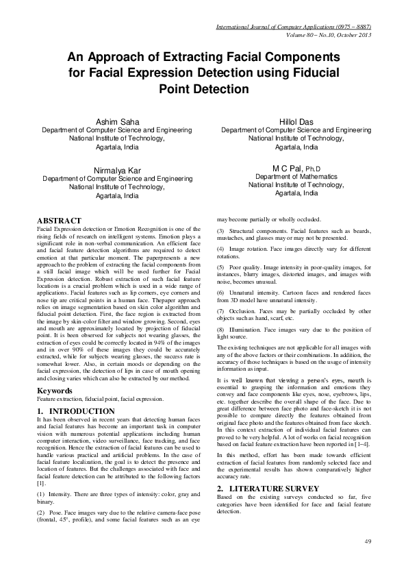 (PDF) An Approach of Extracting Facial Components for Facial Expression Detection using Fiducial ...