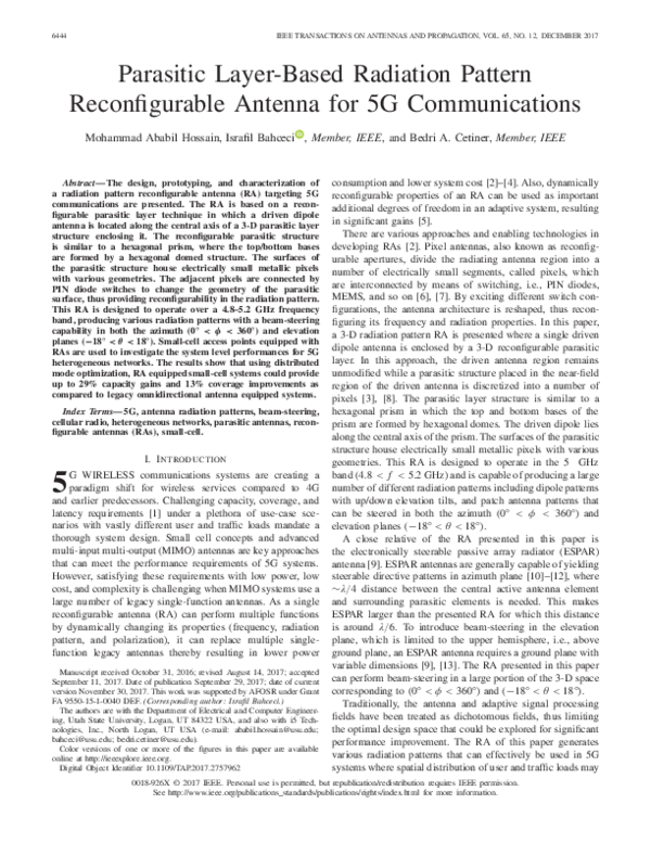 Pdf Parasitic Layer Based Radiation Pattern Reconfigurable Antenna