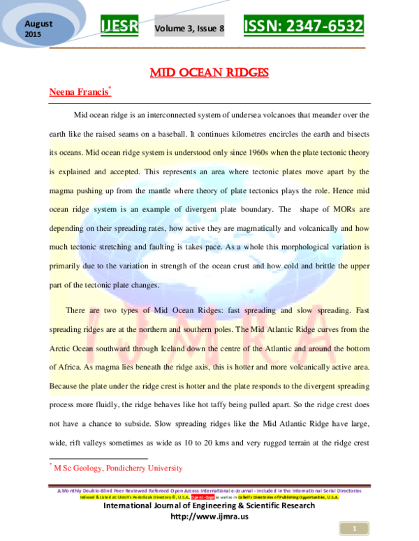 (PDF) MID OCEAN RIDGES