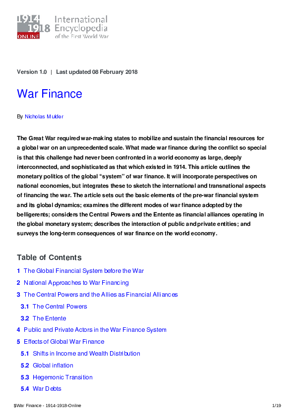 (PDF) War Finance