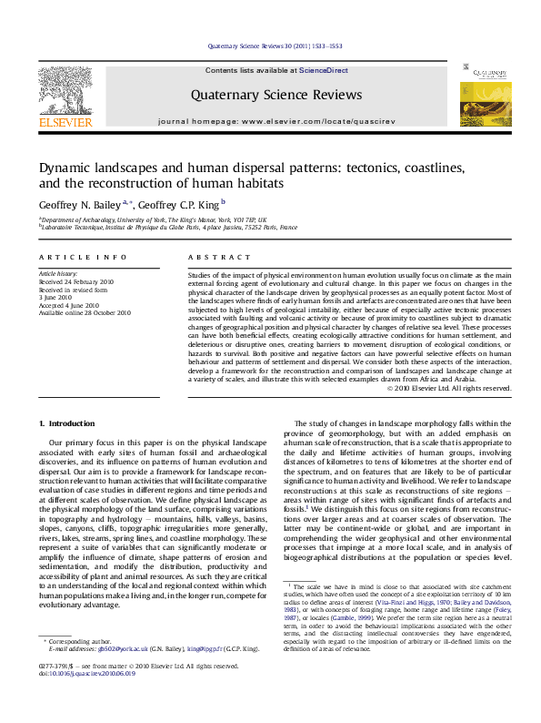(PDF) Dynamic landscapes and human dispersal patterns: tectonics ...