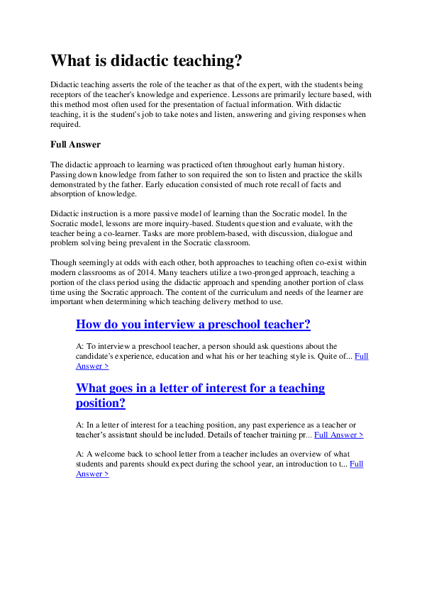 (DOC) What is didactic teaching