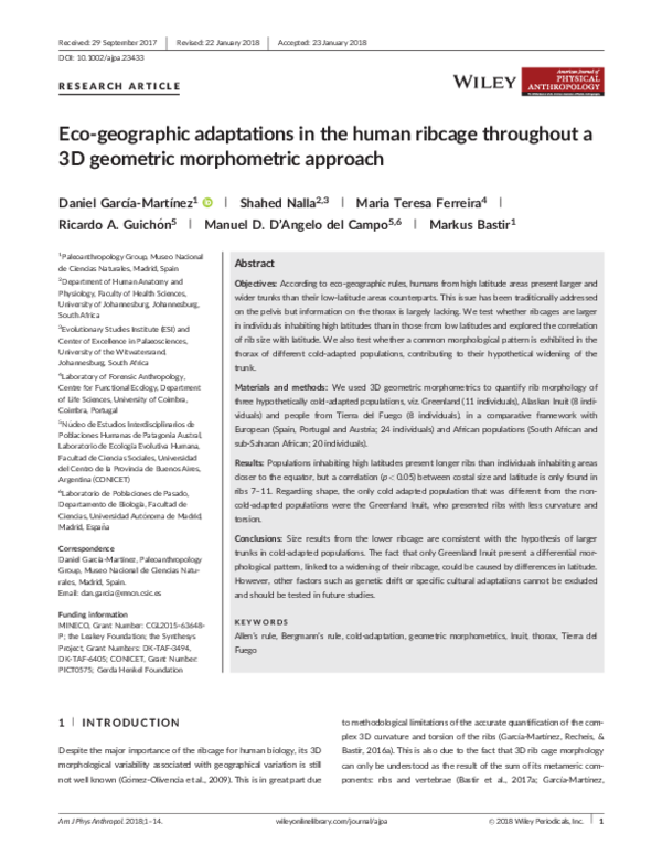 (PDF) Eco-geographic adaptations in the human ribcage throughout a 3D ...