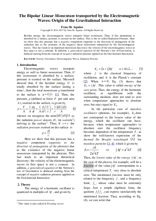 (PDF) The Bipolar Linear Momentum transported by the Electromagnetic ...
