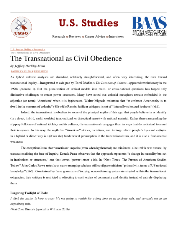 (PDF) The Transnational as Civil Obedience