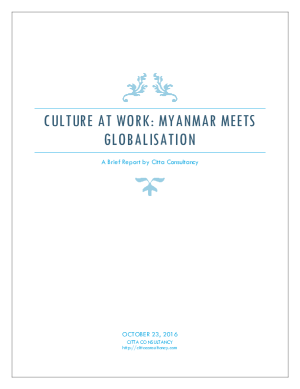 (PDF) CULTURE AT WORK: MYANMAR MEETS GLOBALISATION