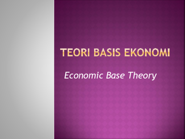 (PPT) Economic base theory