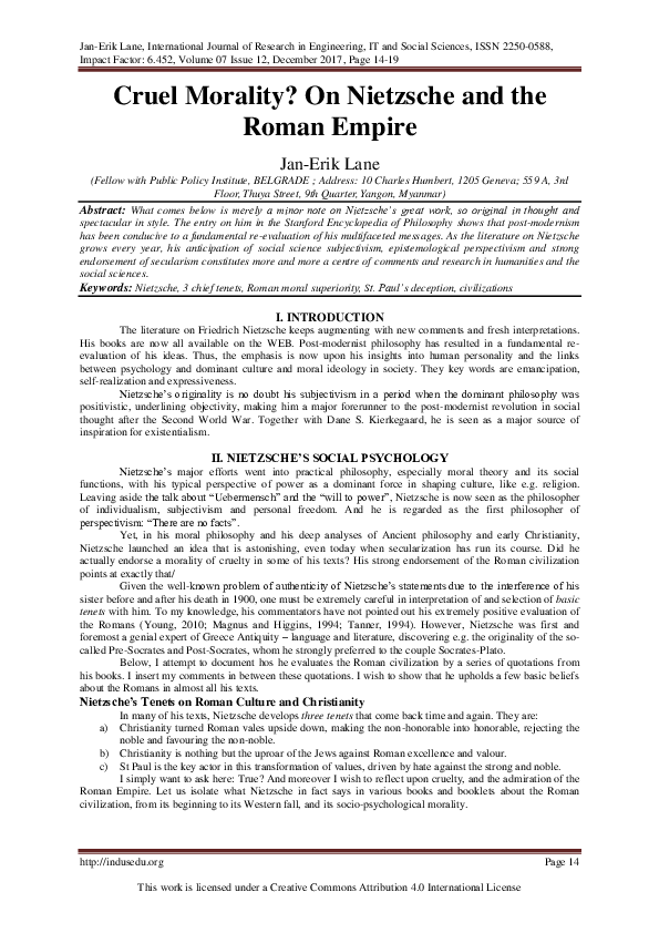 (PDF) Cruel Morality? On Nietzsche and the Roman Empire