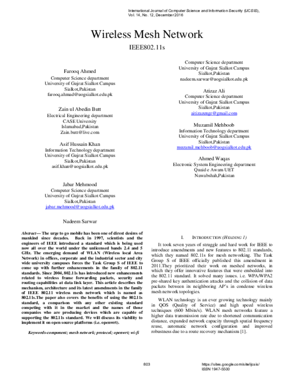 (PDF) Enhancements in IEEE 802.11s Wireless Mesh