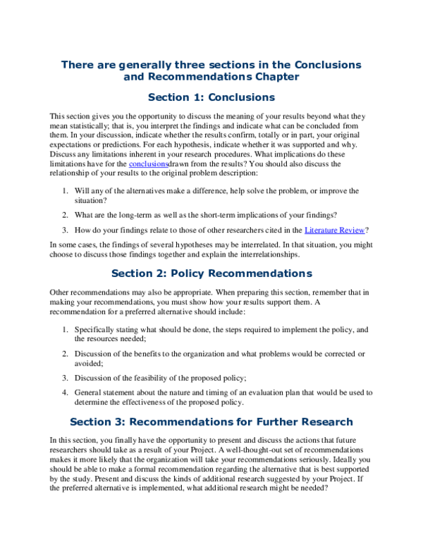 (DOC) There are generally three sections in the Conclusions and ...